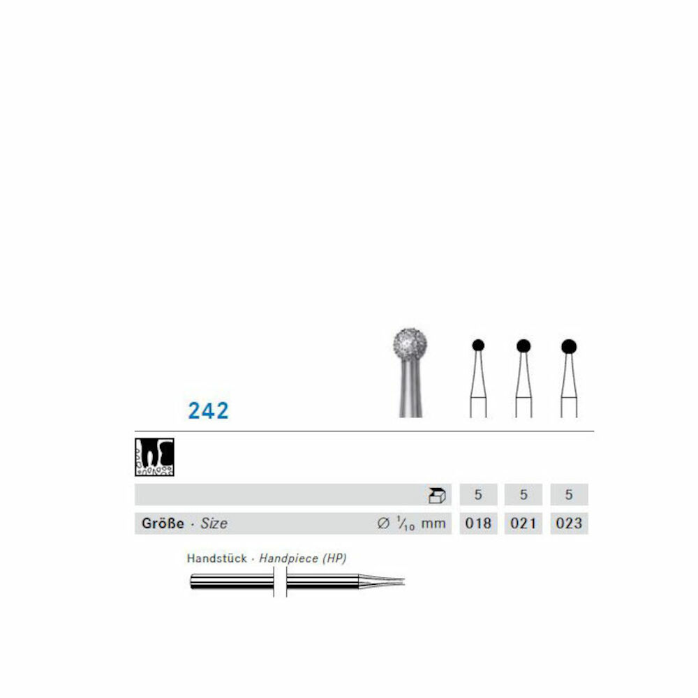 Komet timantti kirurginen 242/021 HP pallo 1 x 5 kpl — FI1