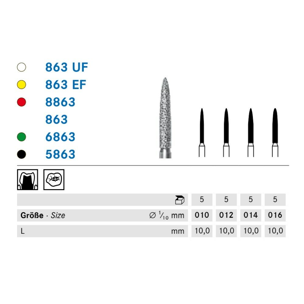 Komet timantti C 6863/014 FG liekki 10mm 1 x 5 kpl — FI1